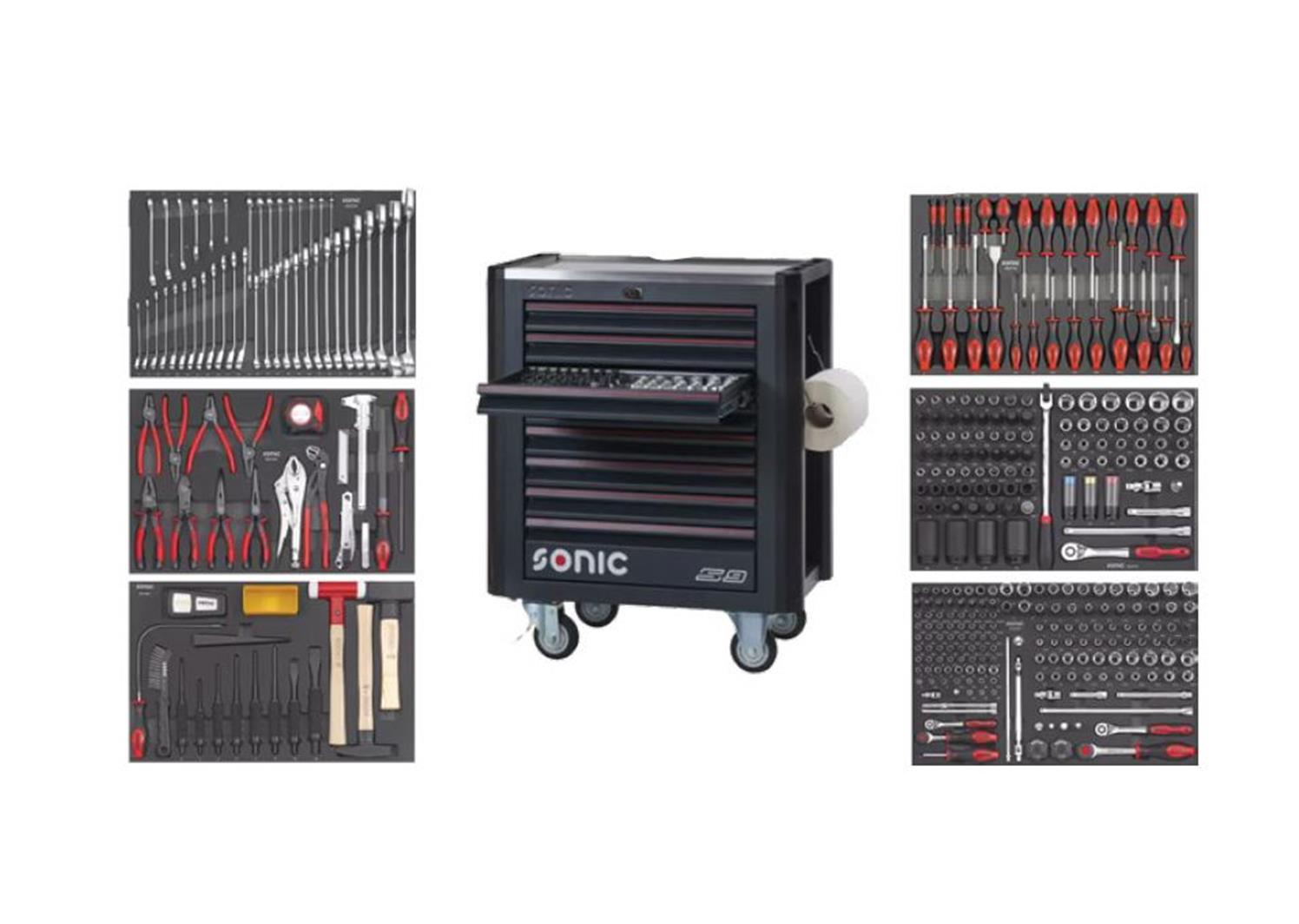 SONIC radionička kolica sa alatom next s9, 8 ladica, 6 popuna, 384 ...